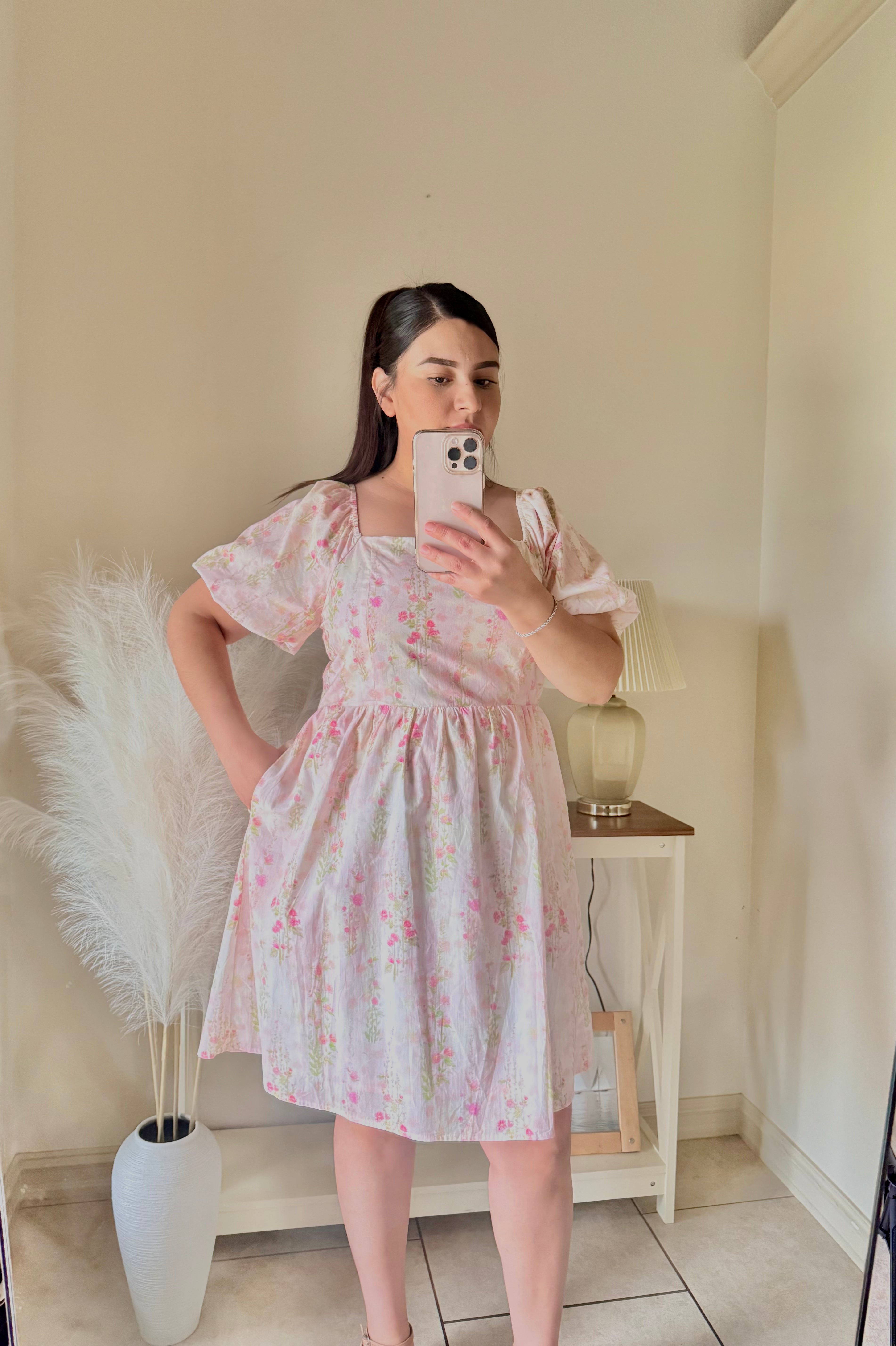 Pink Floral Mini Dress – Ella Boutique